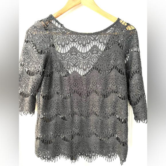 Zara | Tops | Zara Trf Collection Lace Scoop Back Zip Top Gray Size ...